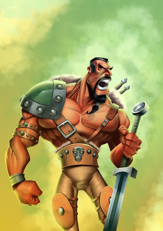 Strong Warrior with a Sword Stock Illustration - Illustration of ...
