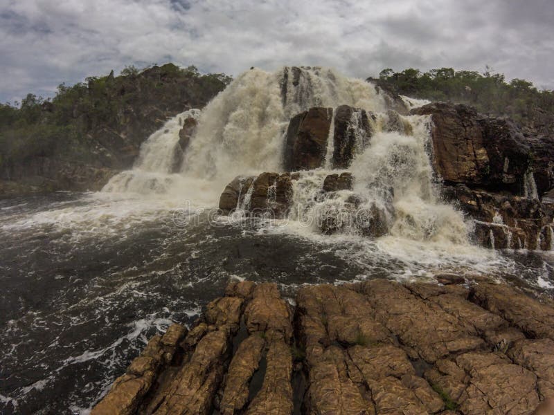 Strong Waterfall Located at a National Park in Brazil Stock Photo ...