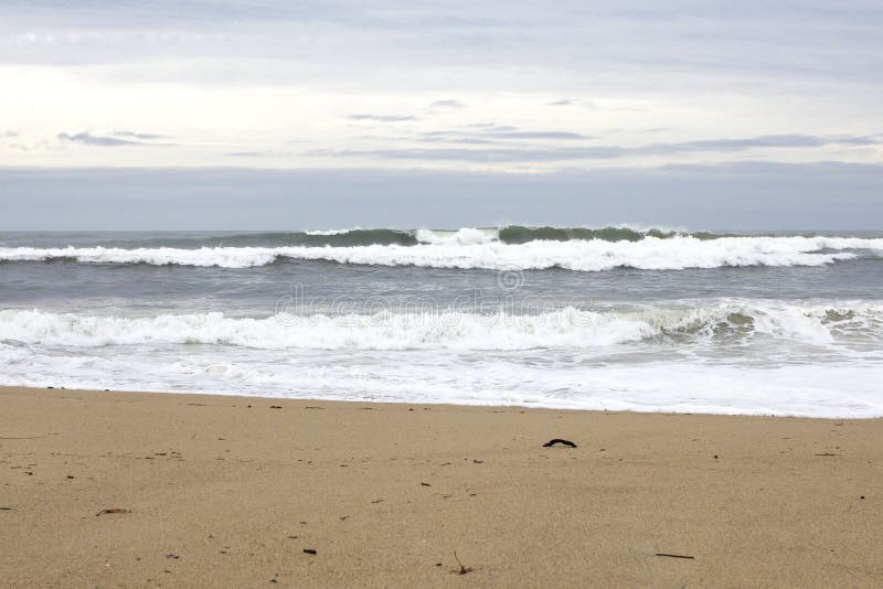 Strong Waves at the Beach in a Cloudy Day. Stock Photo - Image of fresh ...