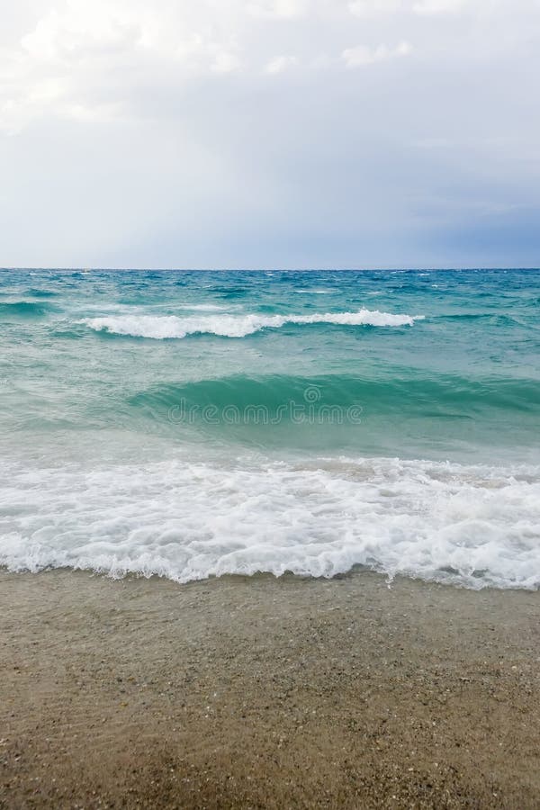 Strong Waves Crash Over the Beach Beautiful Seascape. Stock Image ...