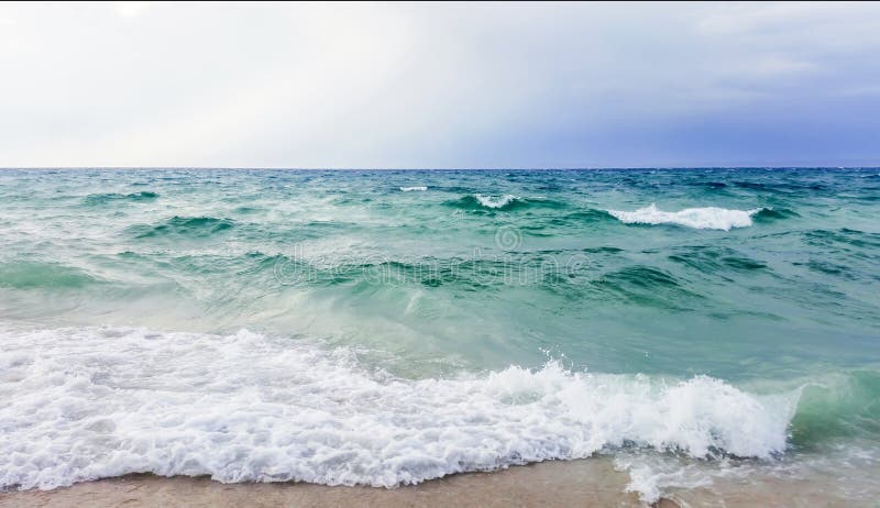 Strong Waves Crash Over the Beach Beautiful Seascape Stock Image ...