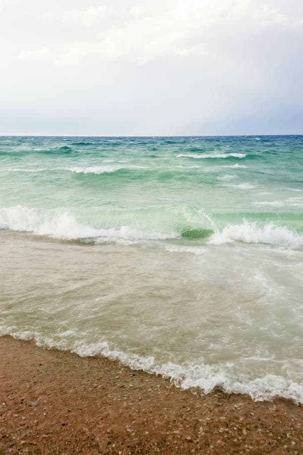 Strong Waves Crash Over the Beach Beautiful Seascape Stock Image ...