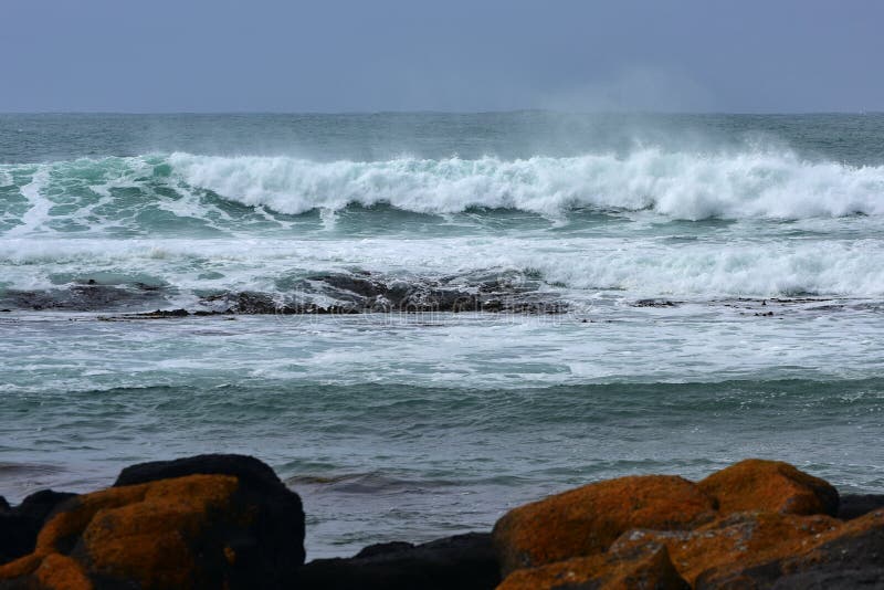 Strong waves hitting shore stock image. Image of strong - 9709071