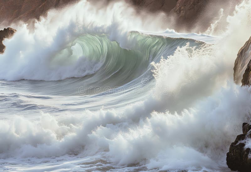 Strong Waves Moving in an Artistic Way on the Surface of an Ocean Stock ...