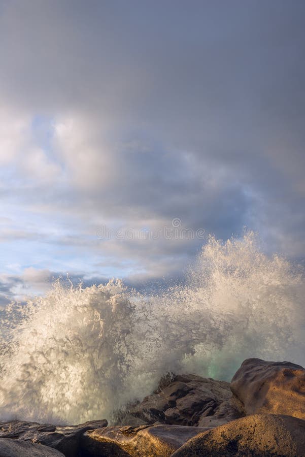 Strong Waves Shaking the Reefs and Forming a Large Stock Photo - Image ...