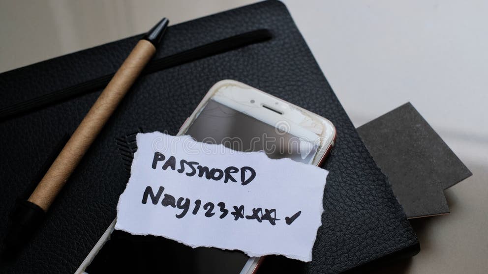 `Password` Message Concept Written Post it on Mobile with Notebook ...