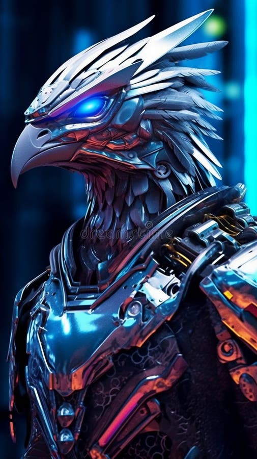 A Strong-willed Cyborg Eagle Generative AI Stock Illustration ...