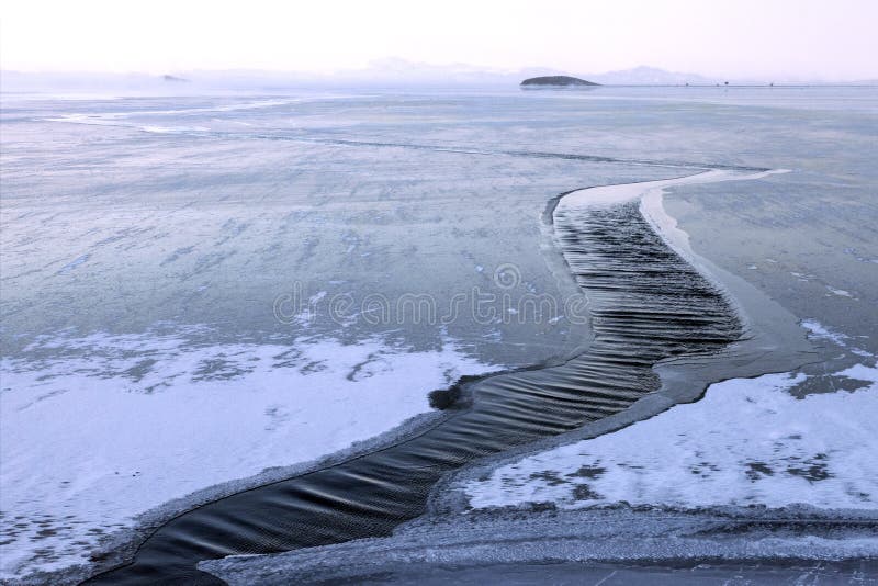 Strong Wind Breaks Ice on Water Surface Stock Photo - Image of russia ...