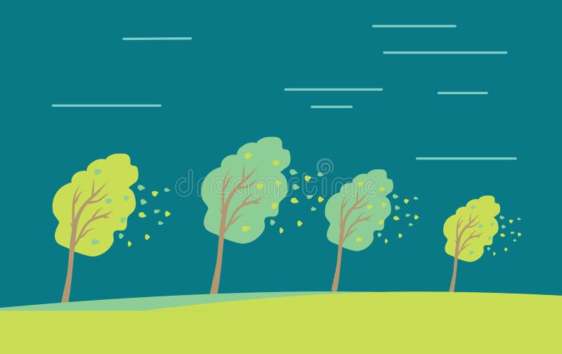 Strong Wind and Heavy Rainstorm in the Forest. Stock Vector ...