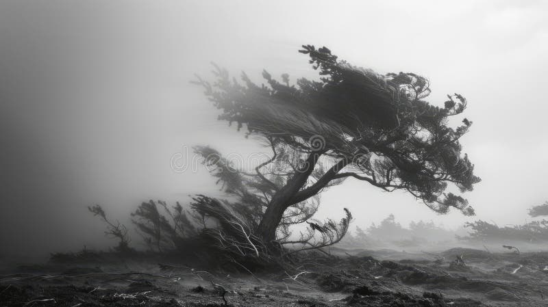 Strong Wind and Hurricane, Trees Bend Under the Force of the Wind ...