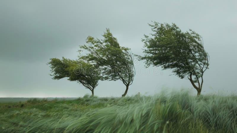 Strong Wind and Hurricane, Trees Bend Under the Force of the Wind ...