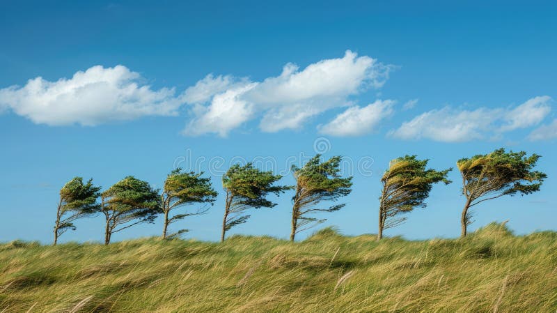 Strong Wind and Hurricane, Trees Bend Under the Force of the Wind ...