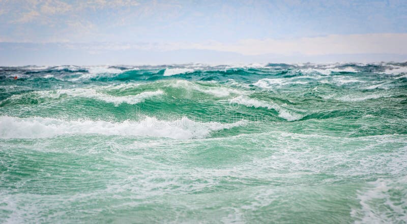 Strong Wind, Sea Waves and the Coast or Beach. Stock Photo - Image of ...