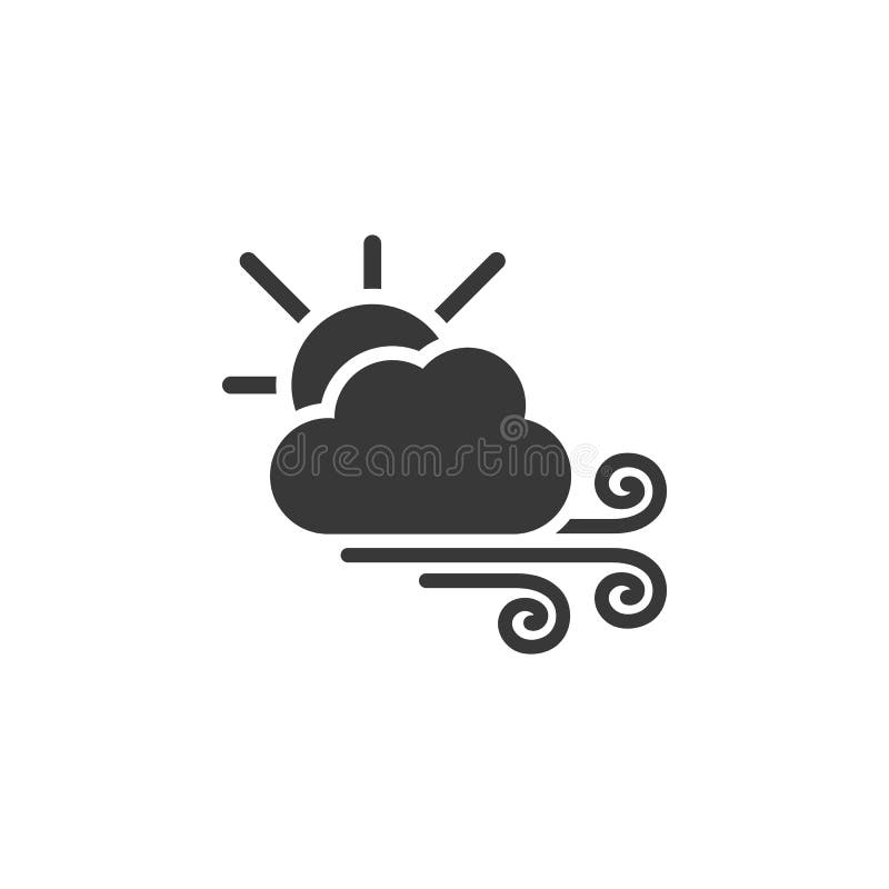 Strong Wind, Sun and Cloud. Icon. Weather Glyph Vector Illustration ...