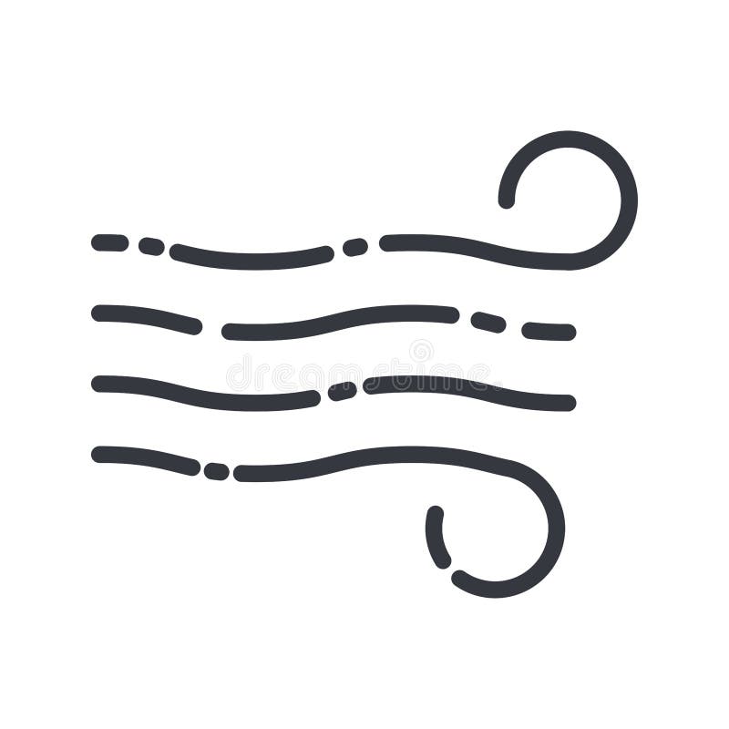 Strong Wind Symbol Vector Line Icon on White Transparent Background ...