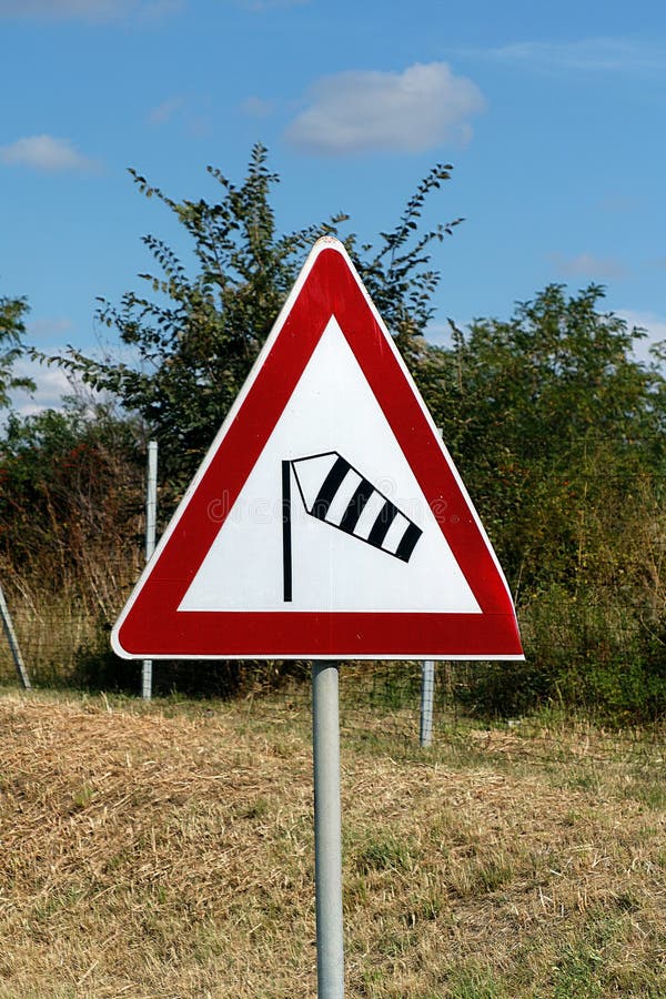Strong Wind Warning Traffic Sign Stock Image - Image of roadsign ...