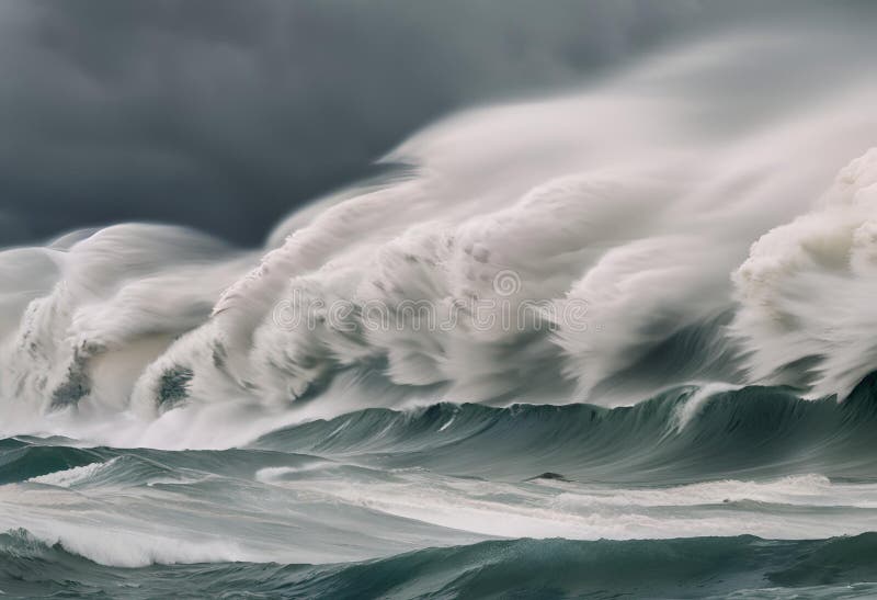 Strong Winds Create Turbulent Sea Waves, Forming High, Spreading Waves ...