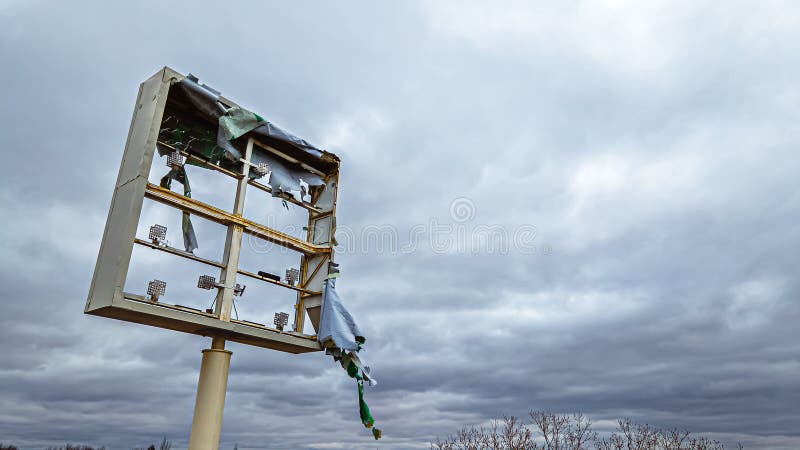 Broken Sign after Storm in the Wind Stock Photo - Image of graphic ...