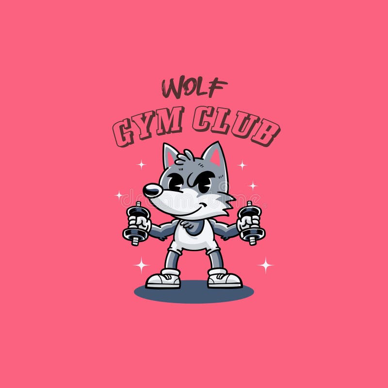 A Vector Cartoon Illustration Strong Wolf Gym Stock Illustration ...