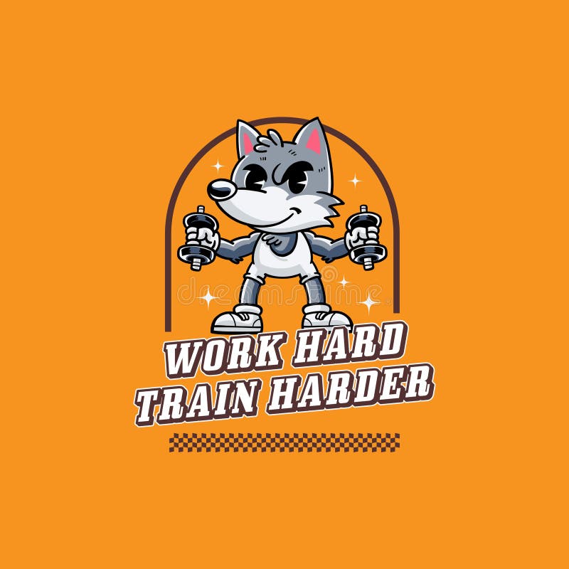 A Vector Cartoon Illustration Strong Wolf Gym Stock Illustration ...