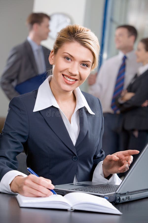 Strong woman stock photo. Image of mobile, laptop, communication - 4294090