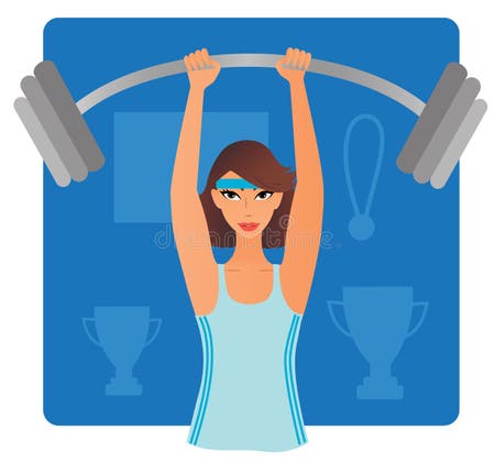 Strong woman with bar-bell stock vector. Illustration of strong - 19966358