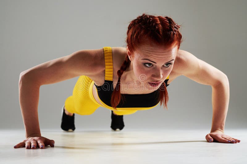 Strong Woman Doing Push-ups Stock Image - Image of girl, fitness: 109929485