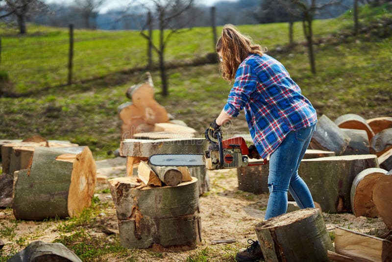 378 Woman Cutting Tree Forest Stock Photos - Free & Royalty-Free Stock ...