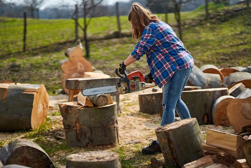 378 Woman Cutting Tree Forest Stock Photos - Free & Royalty-Free Stock ...