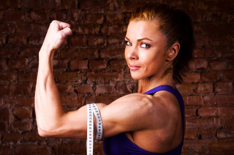 Strong woman stock photo. Image of muscles, brick, beautiful - 30171452