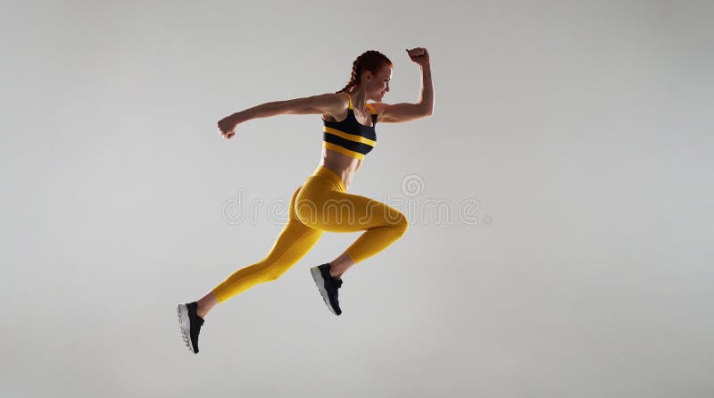 Strong woman running fast stock photo. Image of running - 109931618