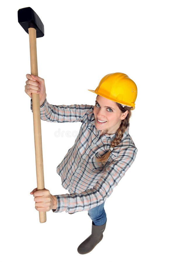 Pretty Girl Sledge Hammer Stock Photos - Free & Royalty-Free Stock ...