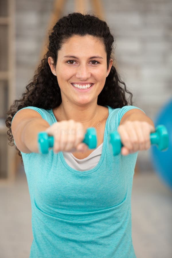 Strong Woman Working Out with Dumbbells Stock Image - Image of energy ...