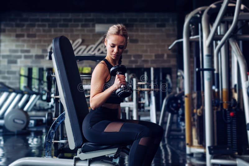 Strong Woman Working Out with Dumbbells. Stock Photo - Image of beauty ...
