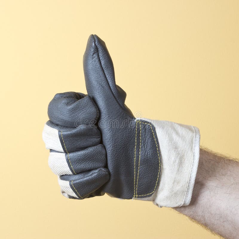 Strong Worker Hand Glove Finger Pointing Up Stock Photo - Image of ...