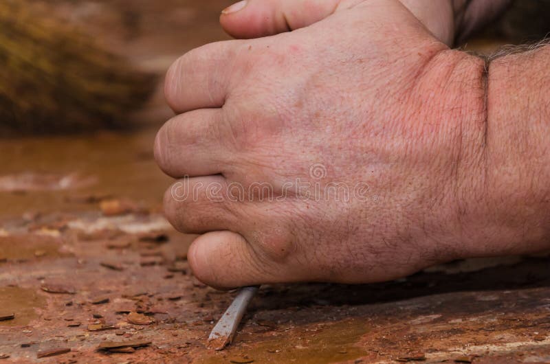 Strong Working Hands Doing Repairs. Stock Photo - Image of bodypart ...