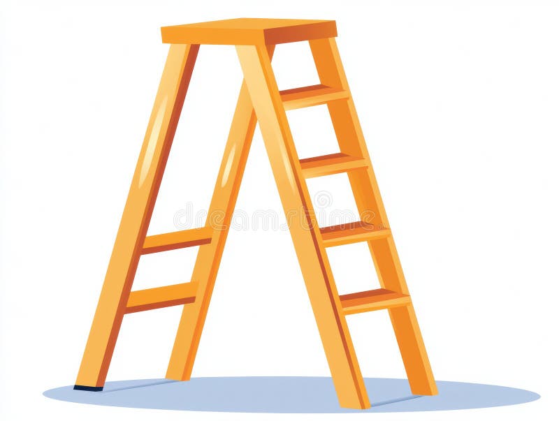 Strong Yellow Ladder, Openable and Ready To Use, on a Light Blue ...