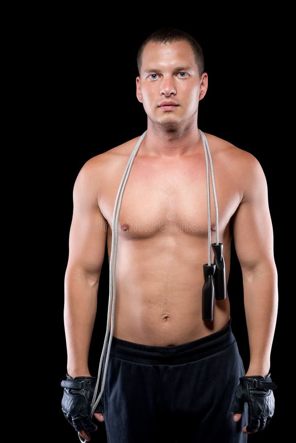 Strong Young Bodybuilder with a Barbell in the Gym Stock Image - Image ...