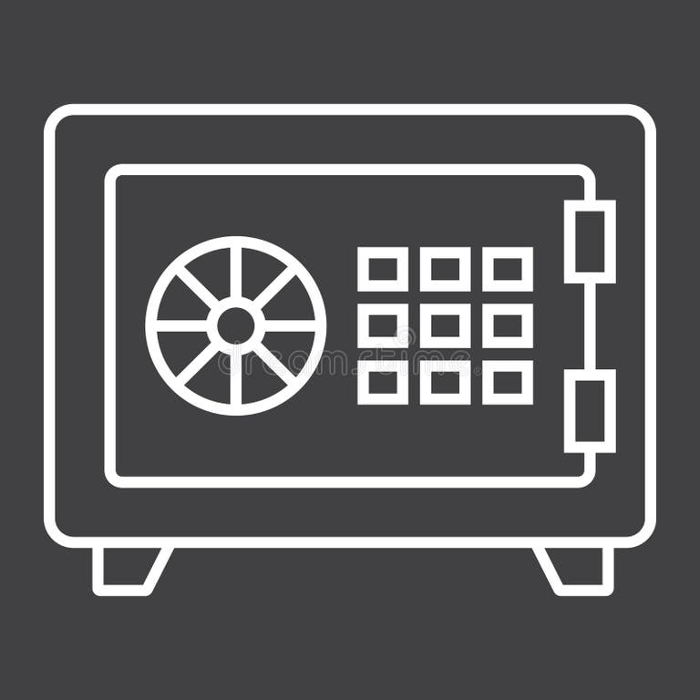 Strongbox Line Icon, Bank Safe and Security Stock Vector - Illustration ...