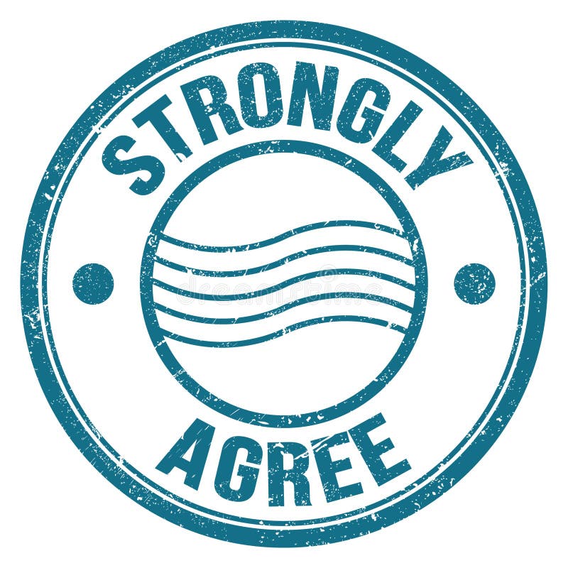 STRONGLY AGREE Text on Blue Round Postal Stamp Sign Stock Illustration ...