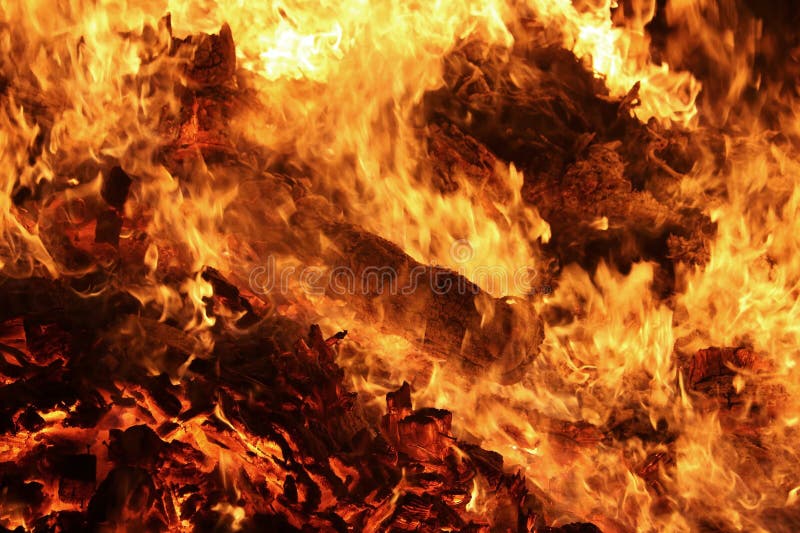 A Strongly Burning Fire with Red-orange Flames Stock Photo - Image of ...