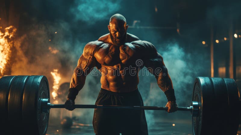 Strongman Lifting Weight in Challenging Environment Stock Illustration ...