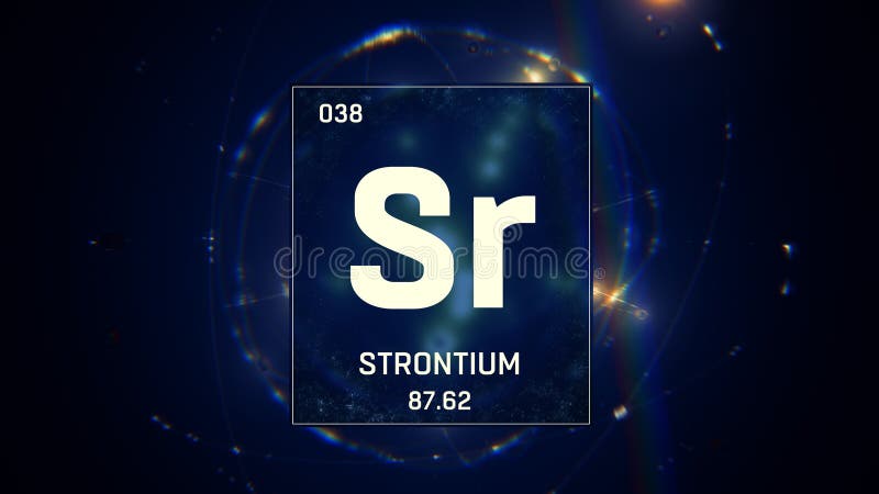 Strontium As Element 38 of the Periodic Table 3D Illustration on Blue ...