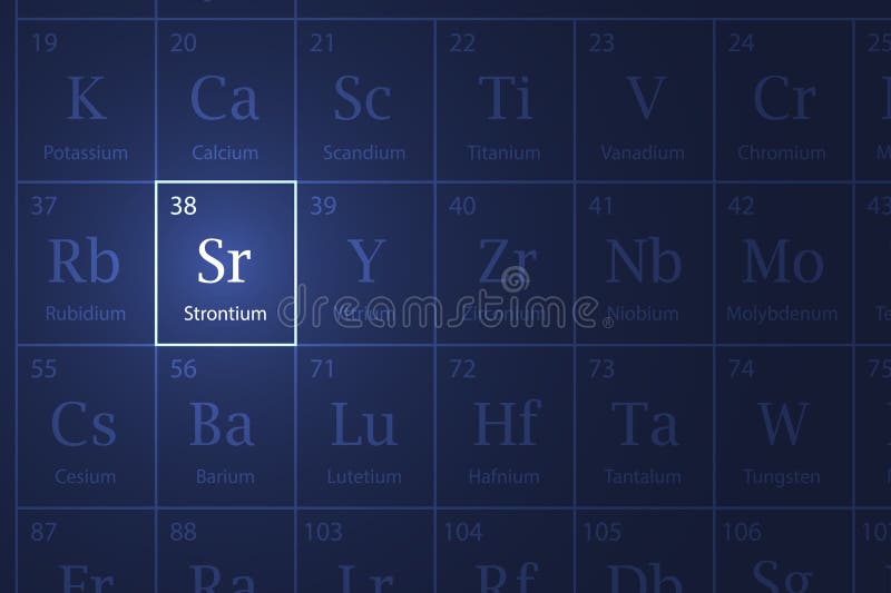 Strontium Element Glowing in a Dark Periodic Table Stock Illustration ...