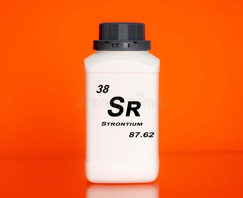 Strontium Sr Chemical Element in a Laboratory Plastic Container Stock ...