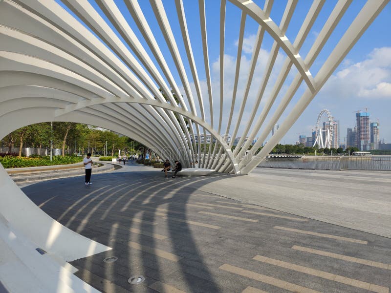 Structural Artwork at a Waterfront Park Overlooking the Ferris Wheel ...
