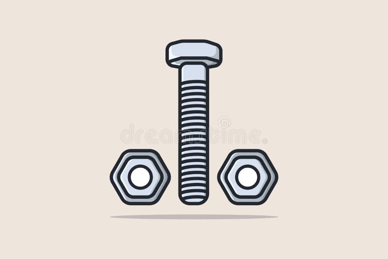 Structural Bolt and Hex Nuts Vector Illustration. Working Tools ...
