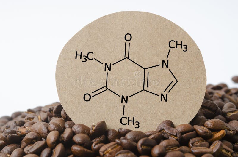 The Structural Chemical Formula of Caffeine Molecule with Roasted ...