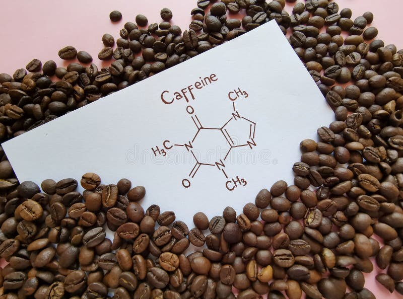 Structural Chemical Formula of Caffeine Molecule with Roasted Coffee ...