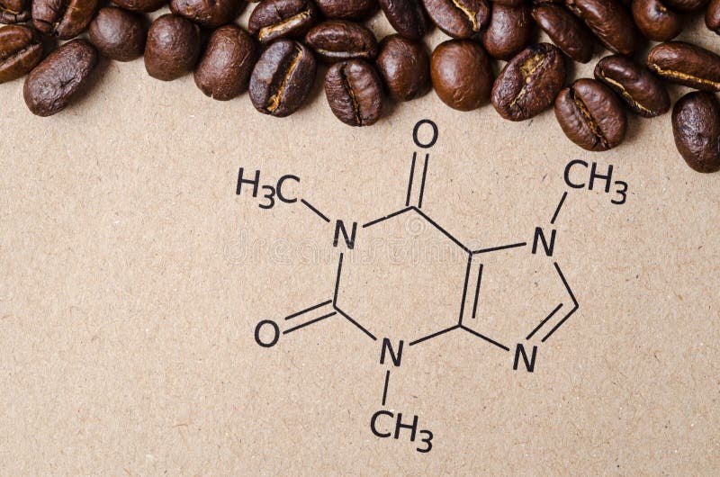 Structural Chemical Formula of Caffeine Molecule with Roasted Coffee ...